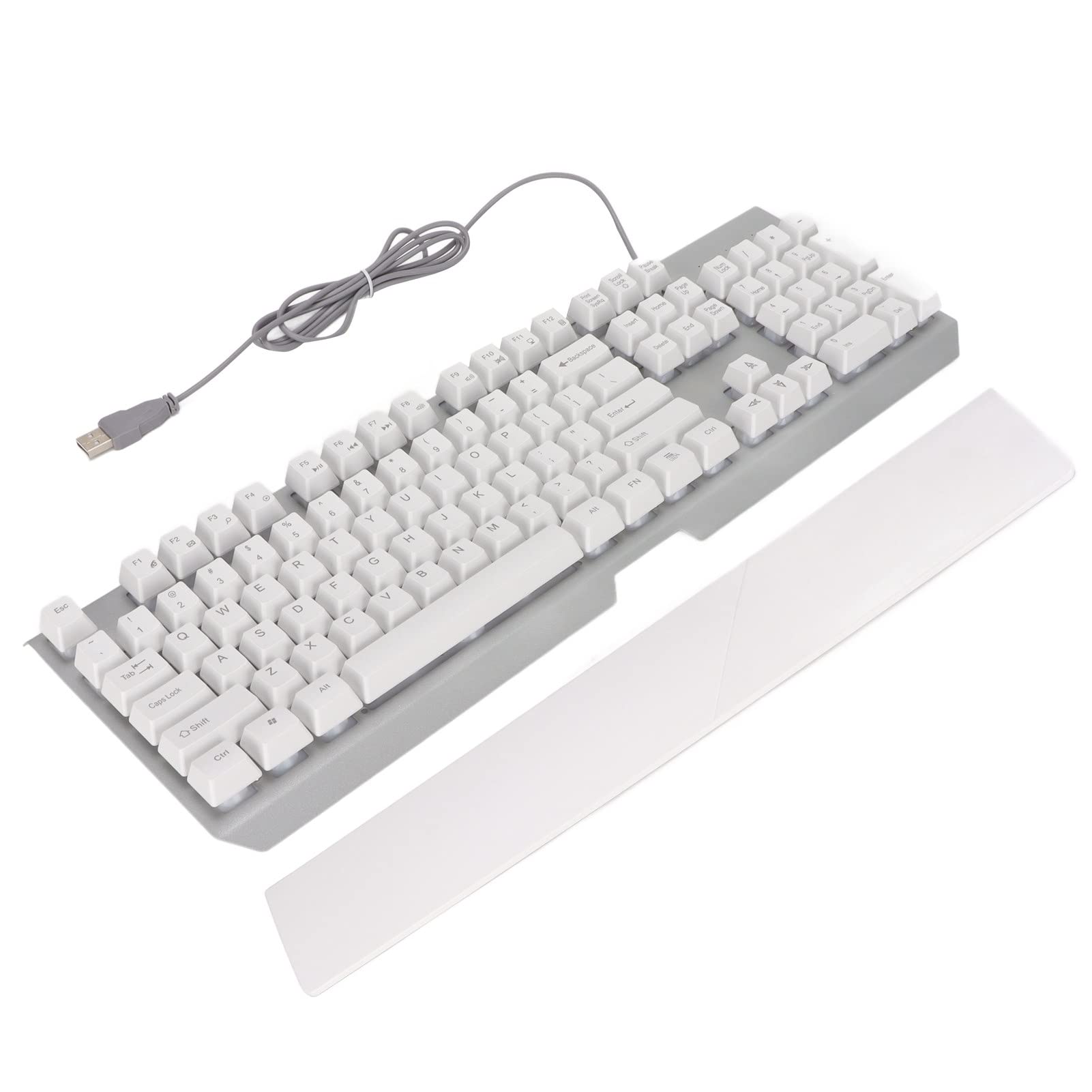 Acogedor Mechanical Gaming Keyboard, RGB Backlight USB Wired 104 Keys Mechanical Feeling Keyboard with Wrist Rest for Home Office Gaming(GK60 Keyway White)