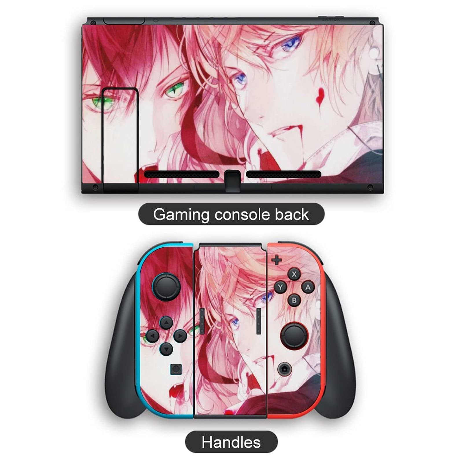 Ayatoxshu Diabolik Lovers Vinyl Skin for Nintendo Switch, Full Set Wrap Protector Stickers Cover Joint Protective Faceplate Console Joy-Con Dock