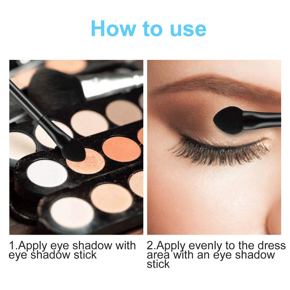 AaKode 30PCS Disposable Dual Sides Eye Shadow Sponge Brushes Makeup Applicator, Professional Double-End Eyeshadow Brushes Cosmetic Tool(12CM, Black)