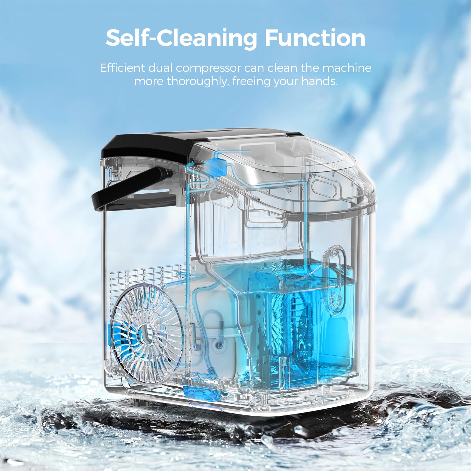 AGLUCKY Nugget Ice Maker Countertop, Portable Pebble Ice Maker Machine, 35lbs/Day Chewable Ice, Self-Cleaning, Stainless Steel, Pellet Ice Maker for Home/Kitchen/Office (Silver)