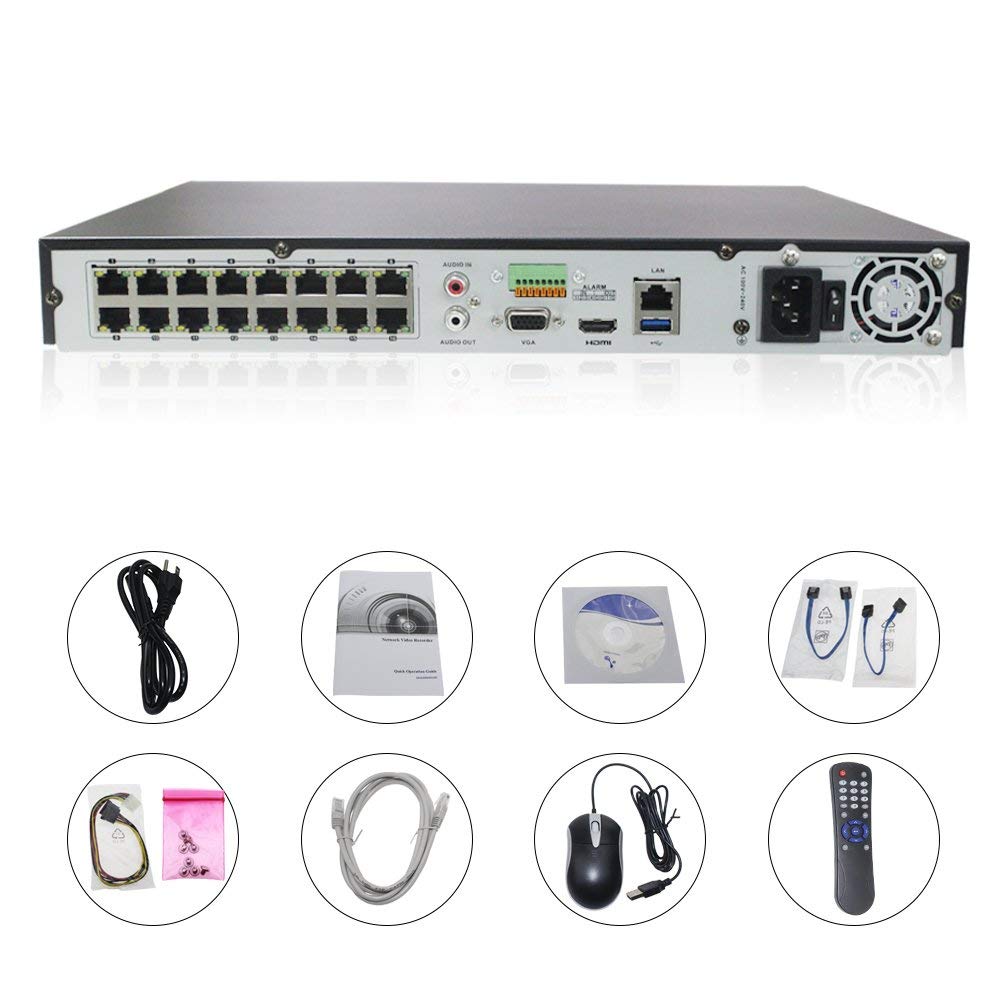 Hikvision DS-7616NI-I2/16P 16CH 16POE 12Mp Resolution 16CH POE NVR for IP Camera Support Two way Audio and Alarm In/OUT (Renewed)