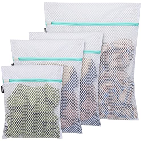 AnsFind Mesh Laundry Bags for Delicates 4Pack Small Durable Honeycomb Mesh Wash Bags Garment Bags for Laundry Washer and Dryer (1 M 16×20 Inch，2 S 12×16 Inch, 1 XS 10×12Inch)