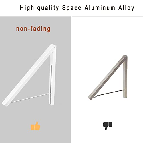 Anjuer Folding Clothes Hanger Wall Mounted Retractable Clothes Rack, Aluminum, Easy Installation, White