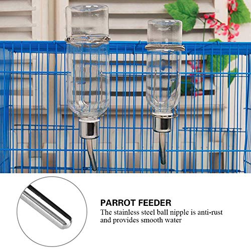 ViaGasaFamido Pet Waterer Feeder, Stainless Steel Ball Nipple Automatic Rabbit Feeder Parrot Bird Hanging Water Feeding Bottle No Drip Dispenser for Small Animals Bird Hamster Rabbit(S)