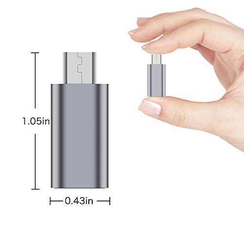 JXMOX USB C to Micro USB Adapter, (4-Pack) Type C Female to Micro USB Male Convert Connector Support Charge Data Sync Compatible with Samsung Galaxy S7 S7 Edge, Nexus 5 6 and Micro USB Devices(Grey)
