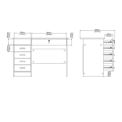 Tvilum, Dark Chocolate Walden Desk with 5 Drawers