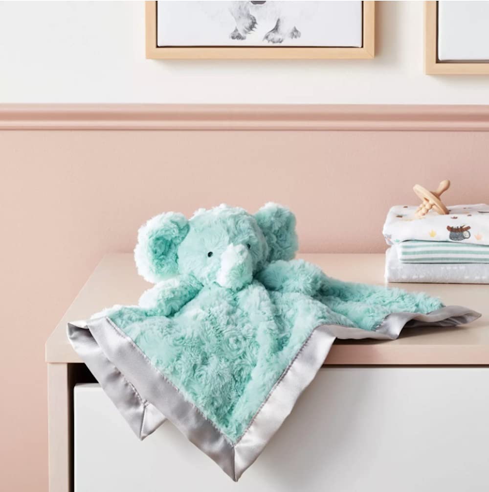 Small Security Blanket - Cloud Island Elephant [Mint GreenTeal], Teal Green