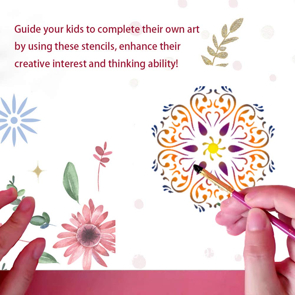 24 Pack (6x6Inch) Painting Drawing Mandala Dot Stencil Template for DIY Rock Painting Art Projects, Reusable
