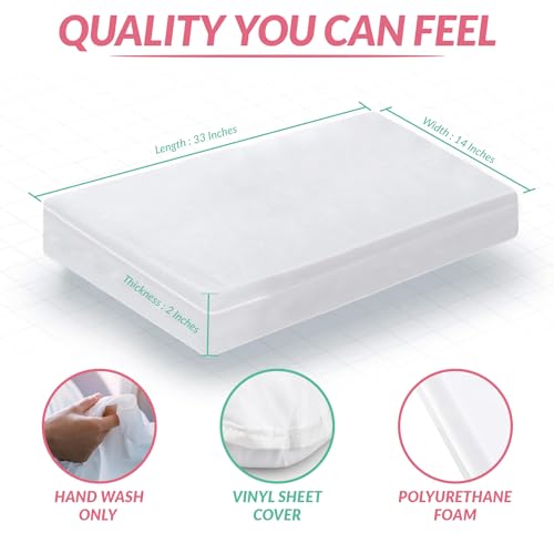 Baby Cradle Mattresses - White Cradle Mattress with Waterproof Vinyl Cover β Durable & Breathable Cradle Mattress (14" x 33")