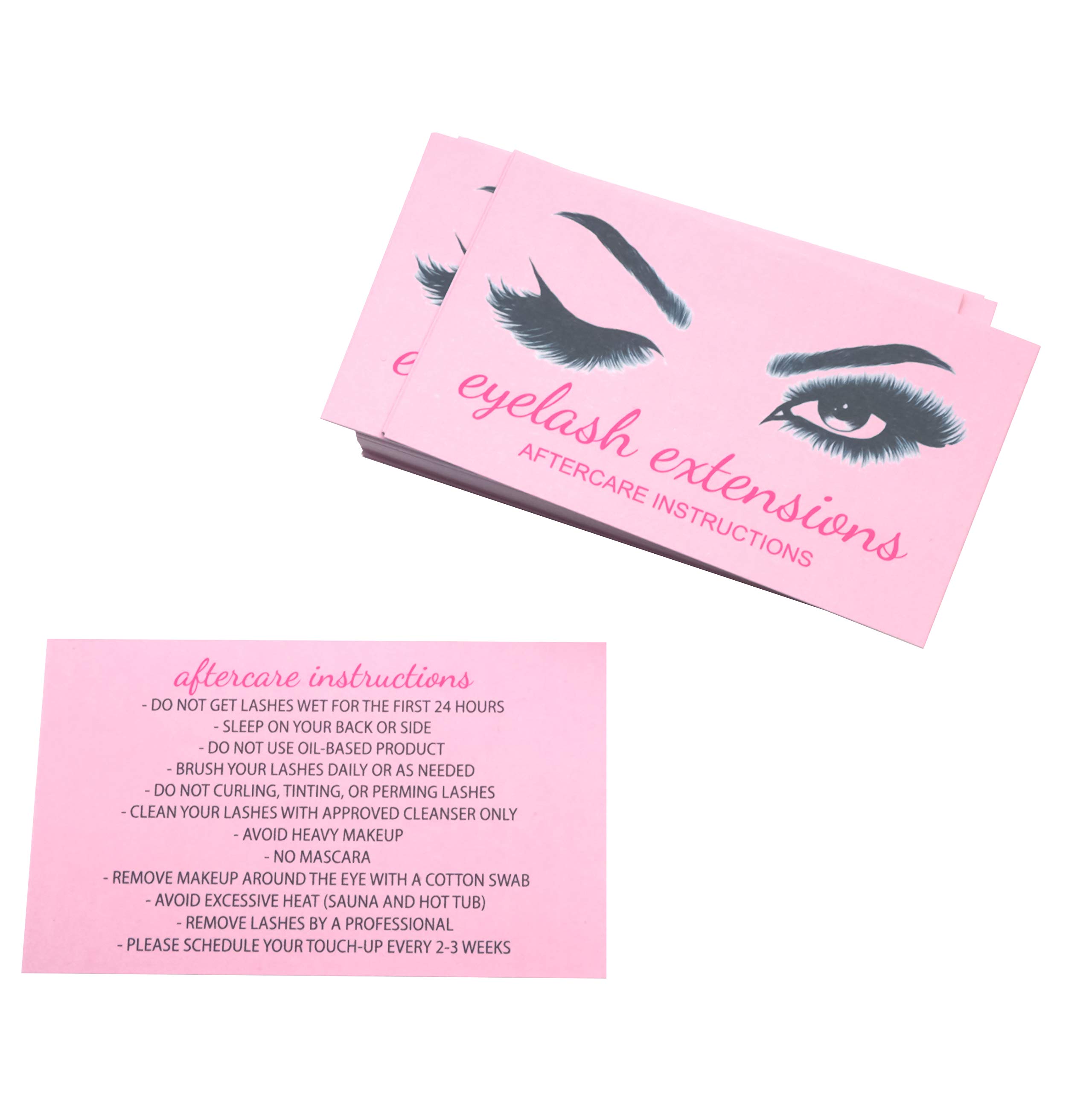 50 Lash Extension Aftercare card, Lash Aftercare Instruction, Lash client cards, Lash Technicians accessories,HOT PINK