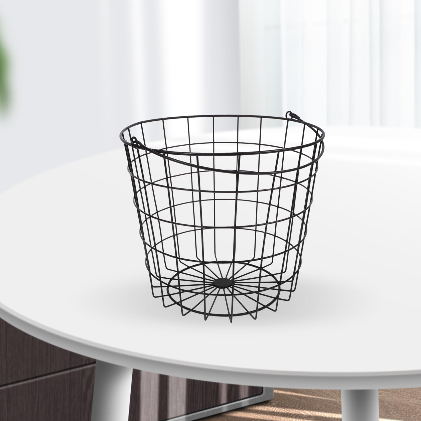 ABOOFAN Wire Basket Metal Laundry Basket with Handle Round Wire Storage Basket for Blankets Towel Toy Bin
