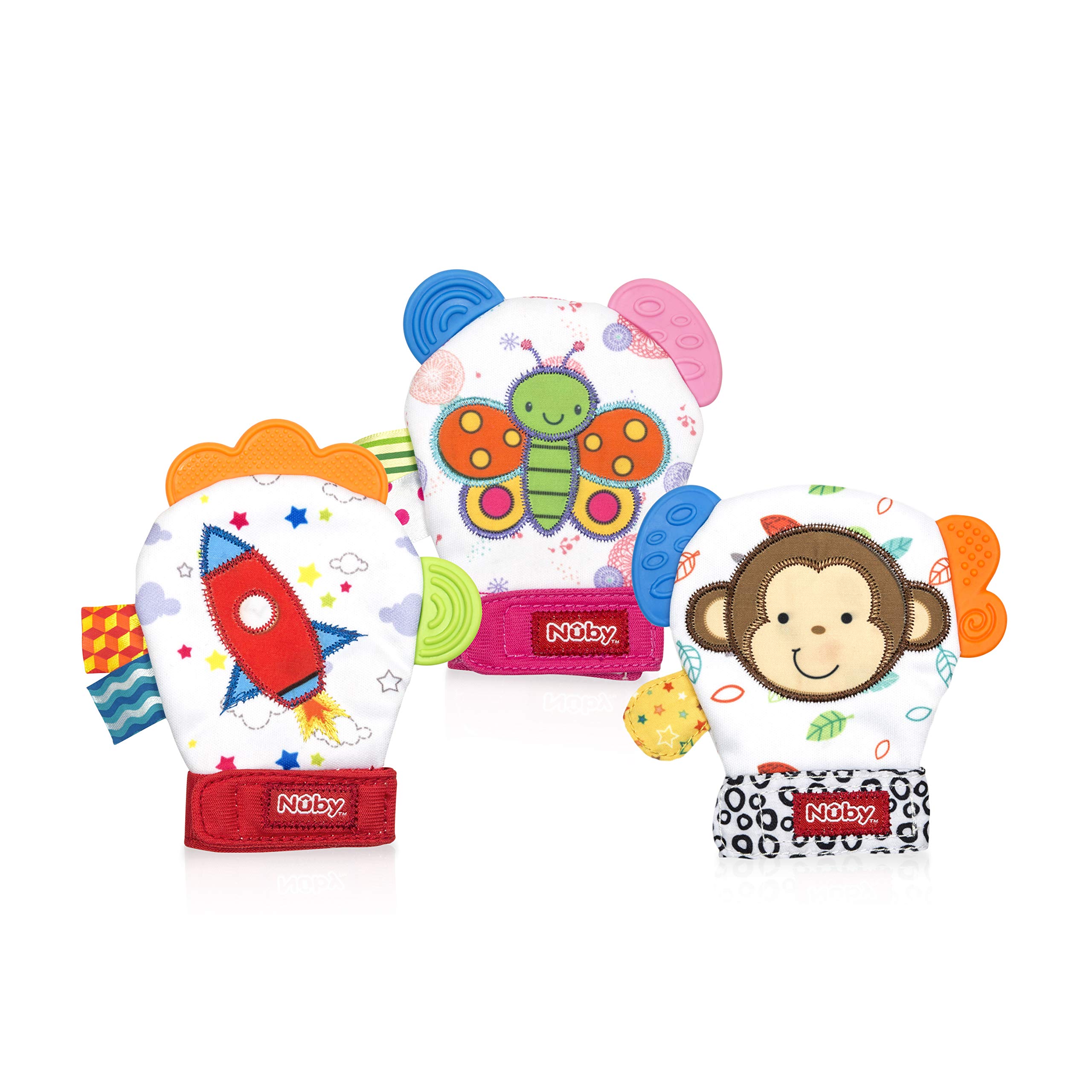 Nuby Funky Mitts Teething Mittens, Rocket