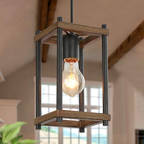 KSANA Pendant Lighting for Kitchen Island, Faux-Wood Pendant Light, Farmhouse Lighting for Dining, Foyer, Entry, Living Room