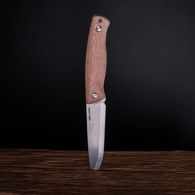 Real Steel Pathfinder Bushcraft Fixed Knife - 14C28N Blade with Micarta Handle- Perfect for Everyday Tasks - Brown