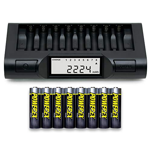 Powerex MH-C980 8-Cell Charger Analyzer with 8 Pro AA 2700mAh Batteries