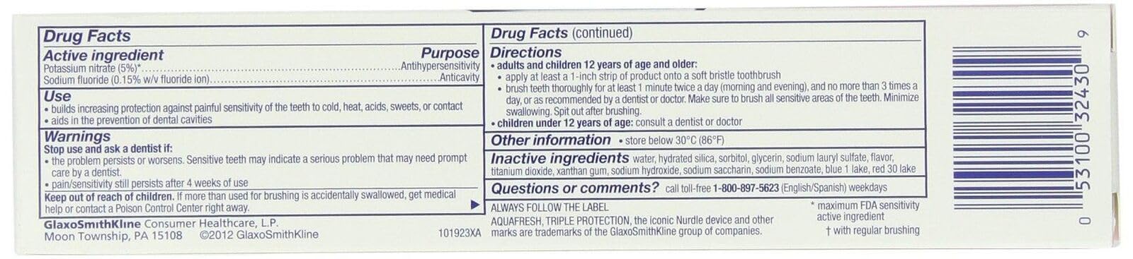 Aquafresh Maximum Strength Fluoride Toothpaste, Smooth Mint - 5.6 oz - 2 pk