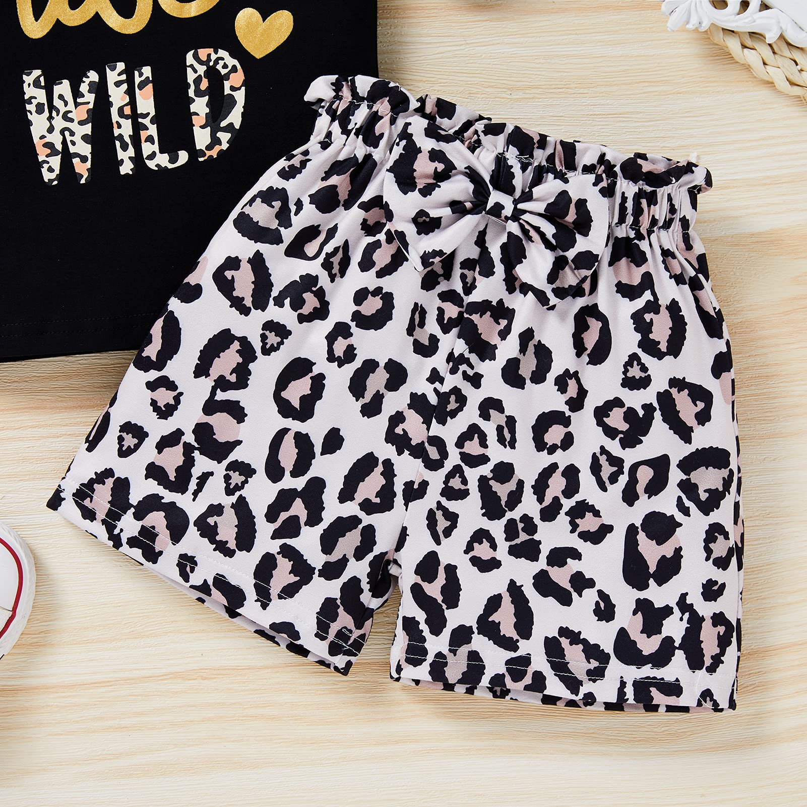 Viworld Baby Girl Two Birthday Outfits Ruffle Sleeve Wild Two Top + Leopard Shorts Set Cake Smash Summer Clothes(Leopard,2T
