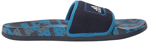 adidas Unisex Adilette Comfort Slides Sandal, Dark Blue/Chalk White/Blue Rush, 14 Women/13 Men
