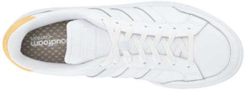 adidas Women's Grand Court SE Tennis Shoe, White/White/Orange tint, 8.5