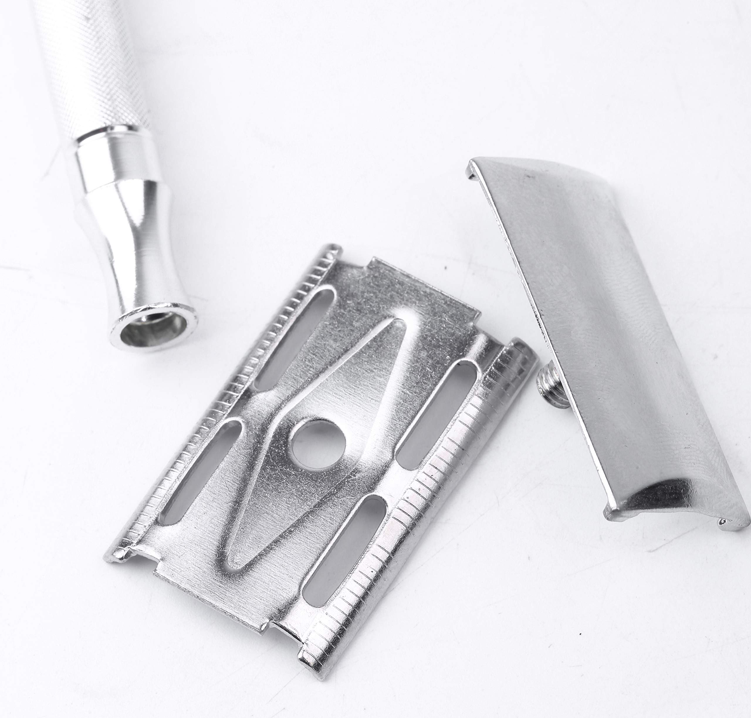 Tianwei Double Edge Safety Razor for Men & Women | Silver Waste Free Sided Vintage Shaving Fits All Edged Blades Zero Timeless