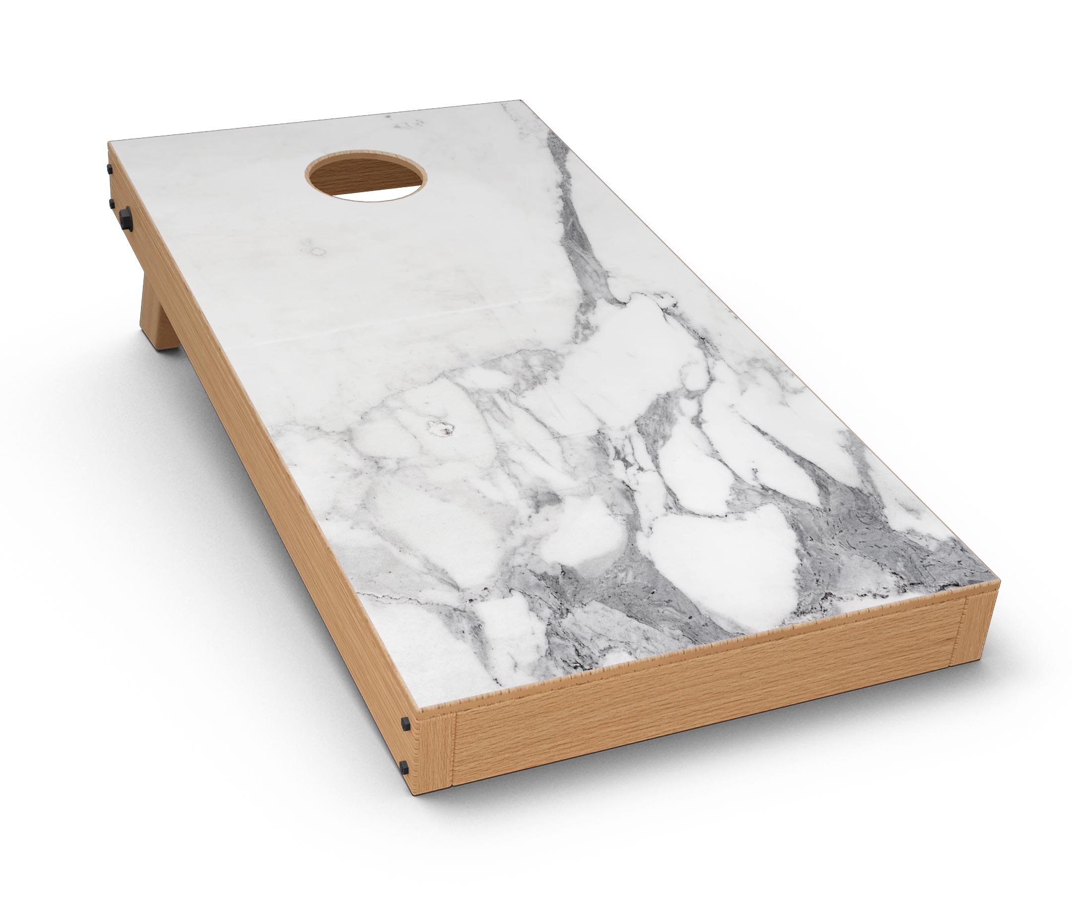 Design Skinz Marble Skin Set for Cornhole (Skin Only) - White & Grey Marble Surface V3
