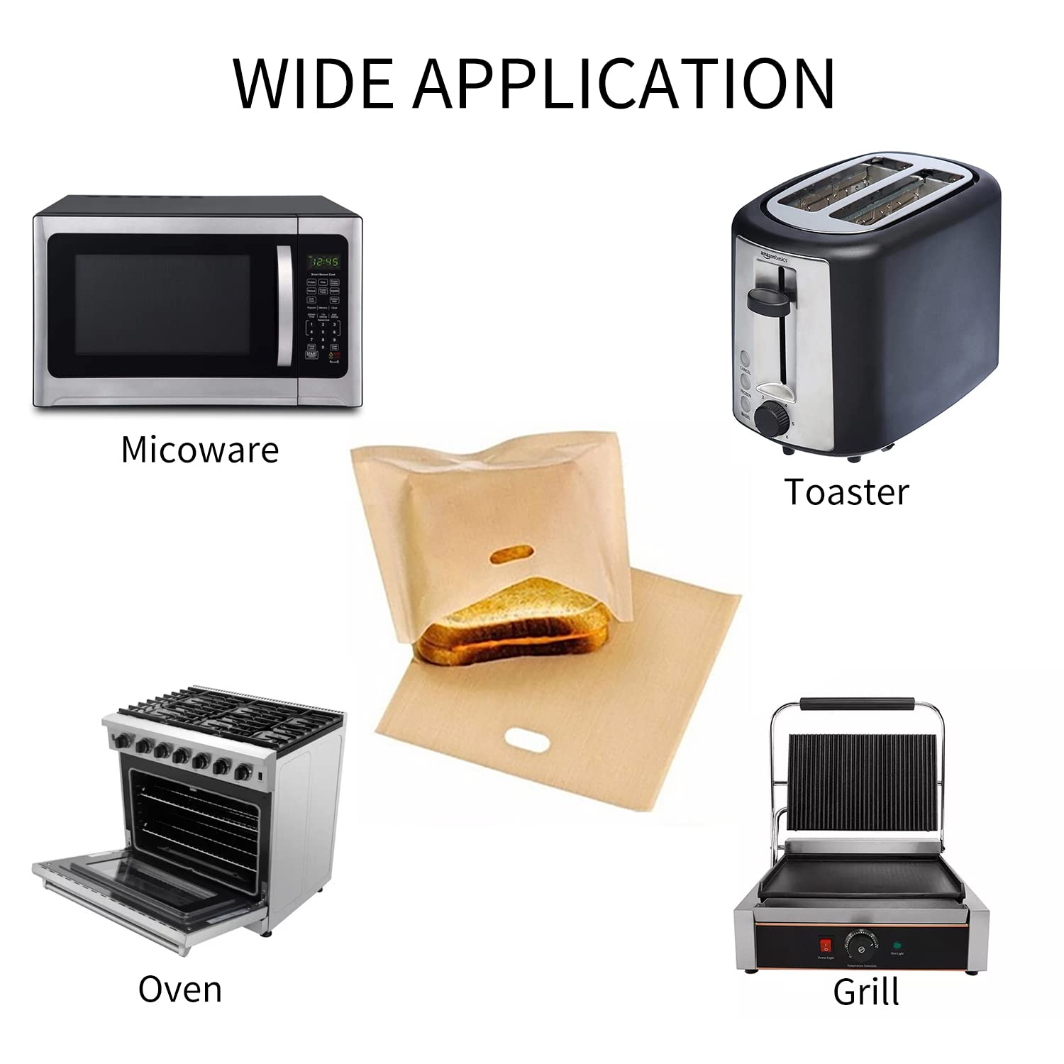 8 Pack Toaster Bags Nonstick Reusable Easy to Clean for Grilled Cheese Sandwiches Toast Bread Snacks (8)