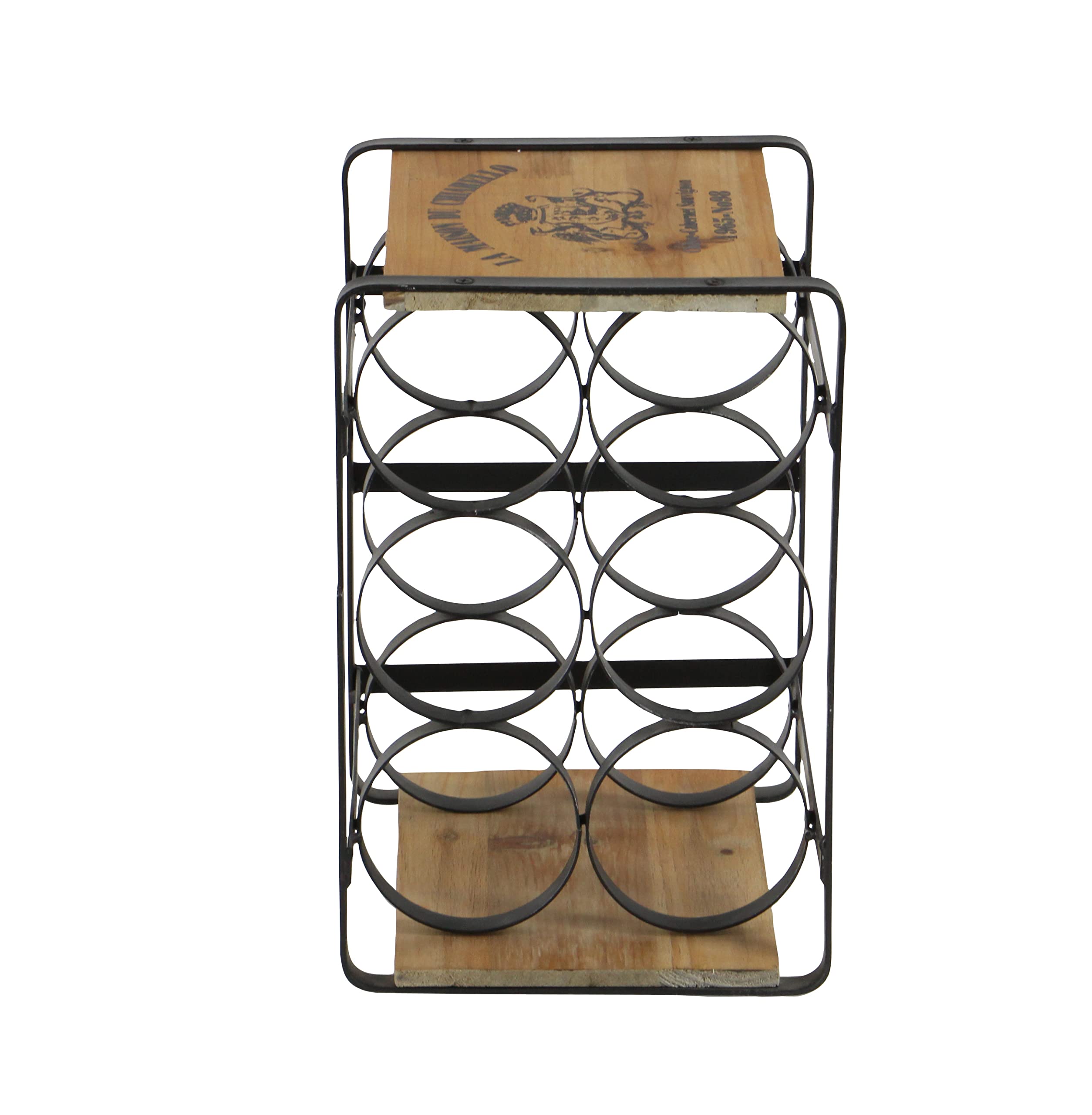 Deco 79 Metal Wood Wine Holder, 10 by 13-Inch