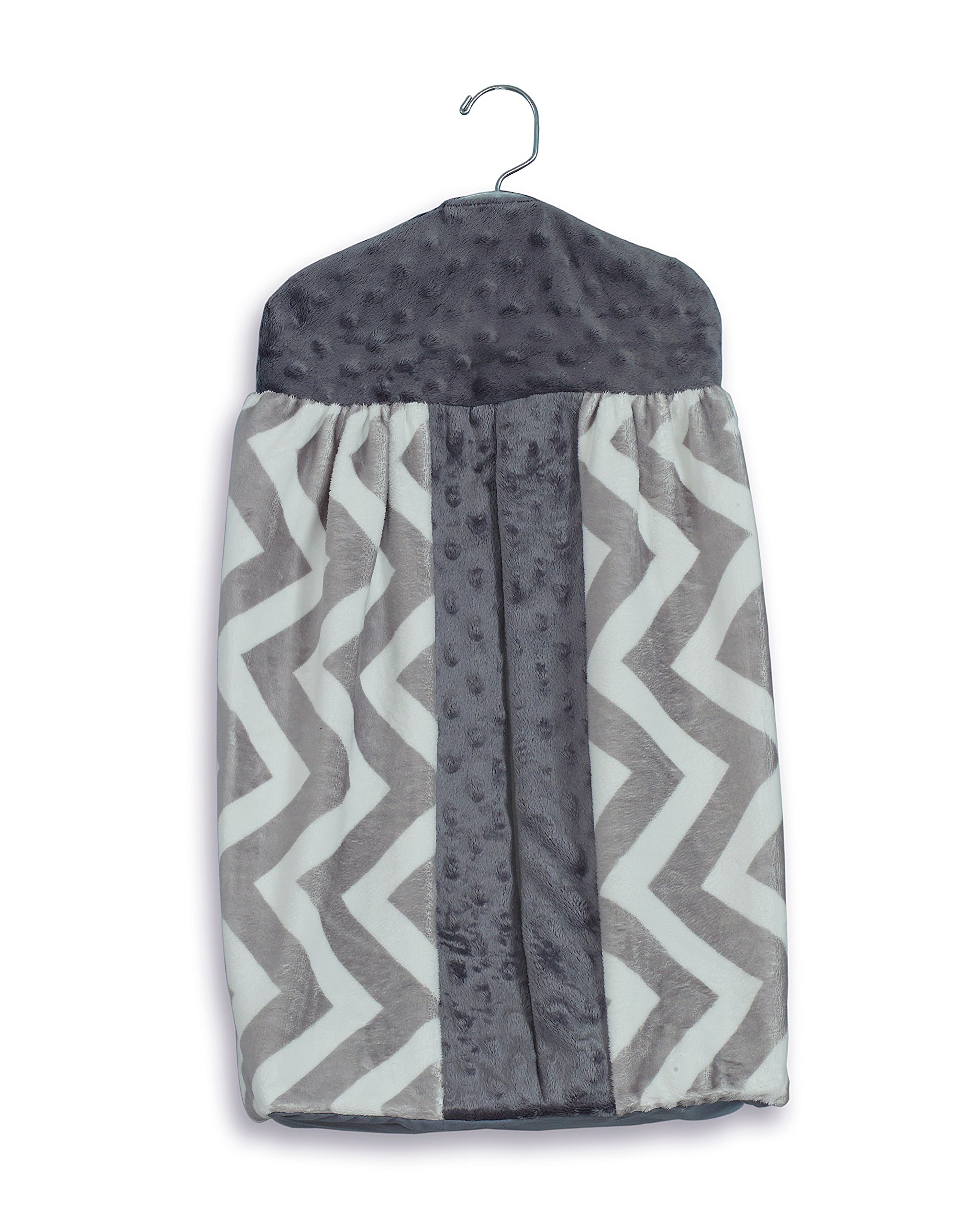 Baby Doll Bedding Minky Chevron Diaper Stacker, Grey