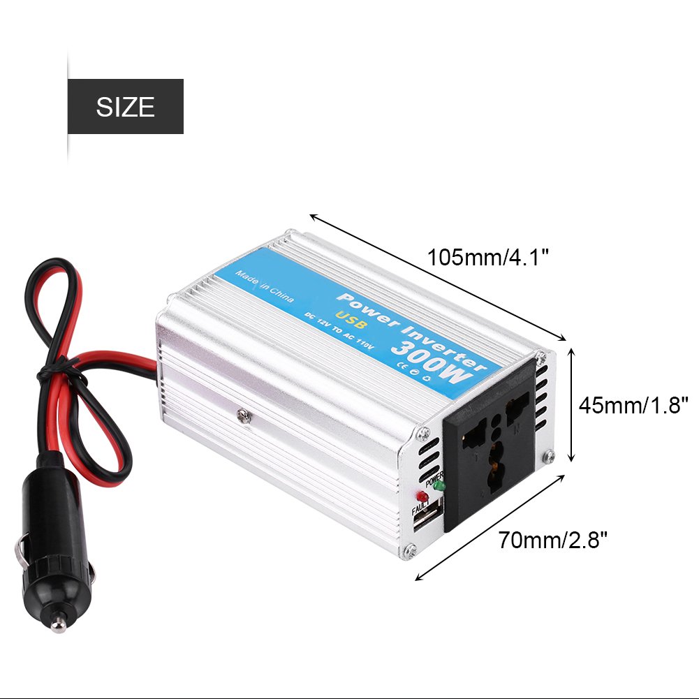300W DC 12V to AC 110V Car Power Inverter Converter USB Adapter