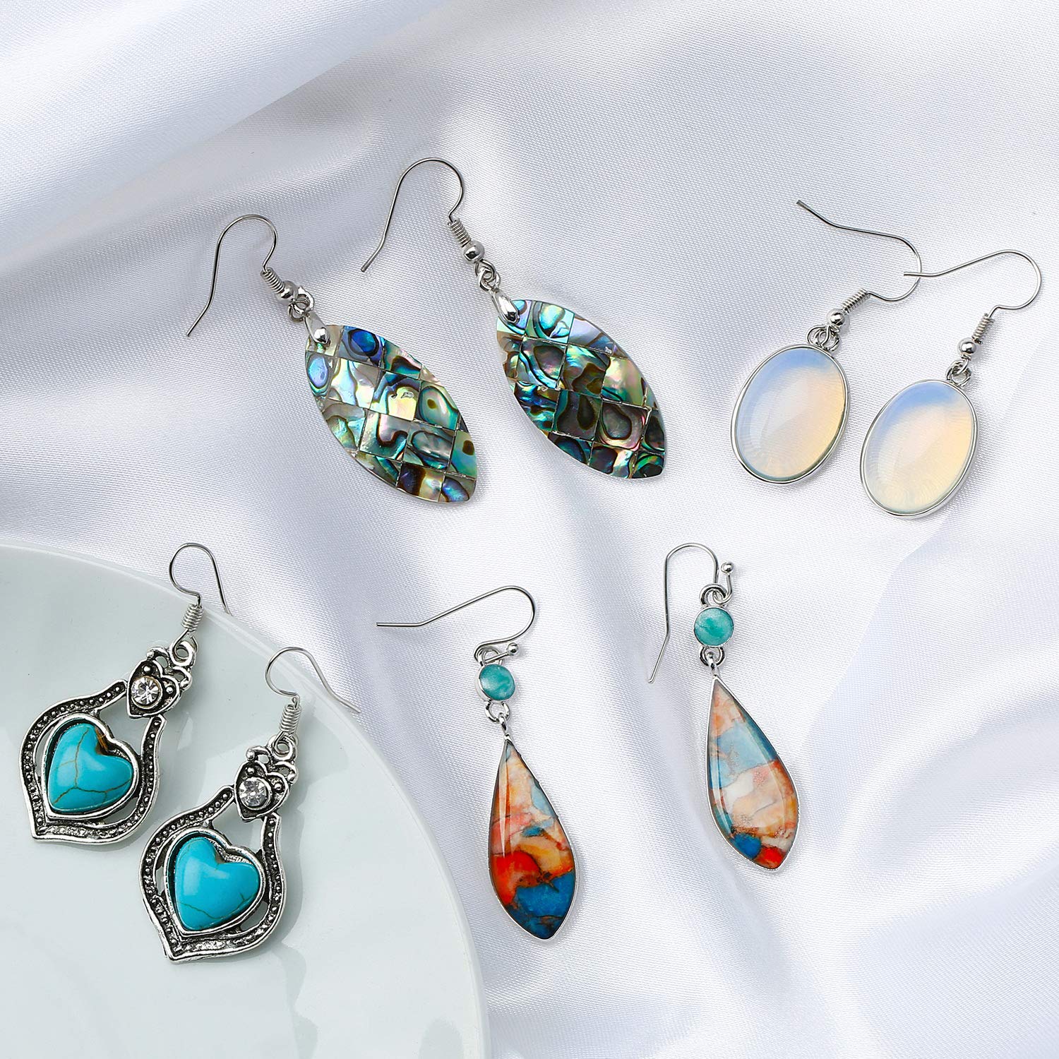 4 Pairs Bohemian Vintage Dangle Earrings Retro Rhinestone Earrings Boho Dangle Drop Earrings for Women (Fresh Style)