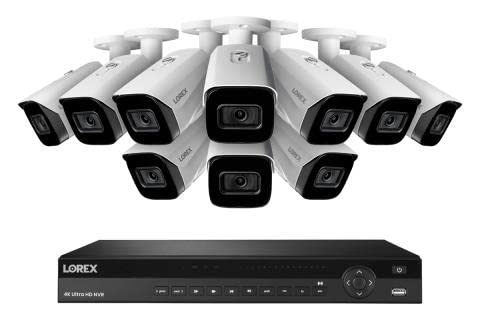 Lorex Technology Lorex 4KHDIP1610 2 4K Nocturnal IP System with 16 Channel 3TB NVR and Ten 4K Smart Detection Audio IP Security Bullet Cameras, 150ft Night Vision