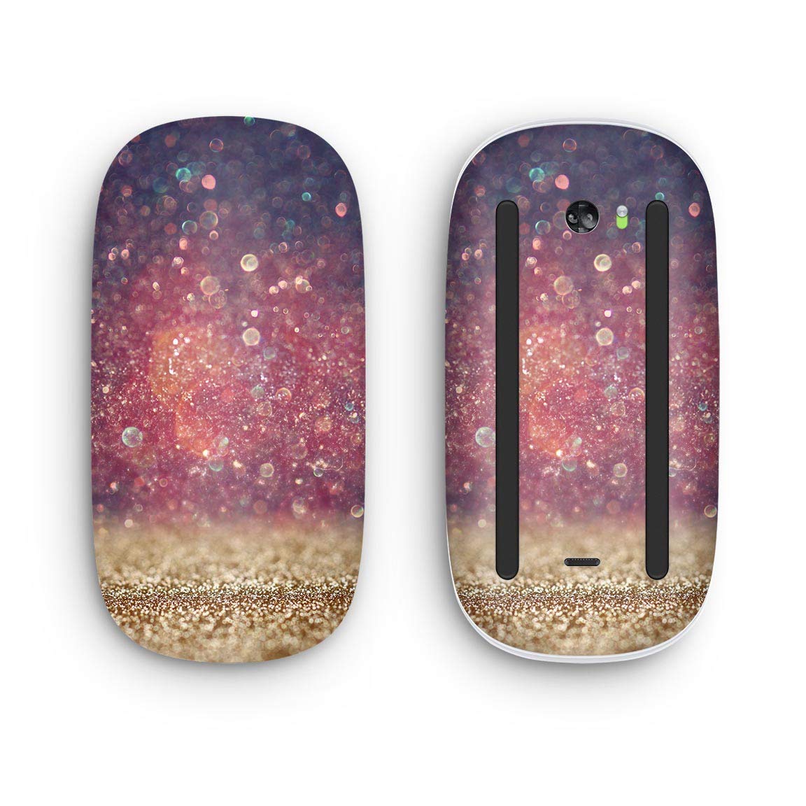 Design Skinz Red and Blue Unfocused Orbs with Gold Vinyl Decal Compatible with The Apple Magic Mouse 2 (Wireless, Rechargable) with Multi-Touch Surface
