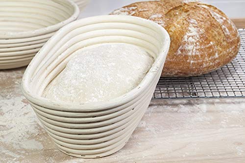 7 Inch Premium Oval Banneton Basket With Liner Perfect Rattan Brotform Dough Proofing Baskets For Making Beautiful Bread Set Of 2