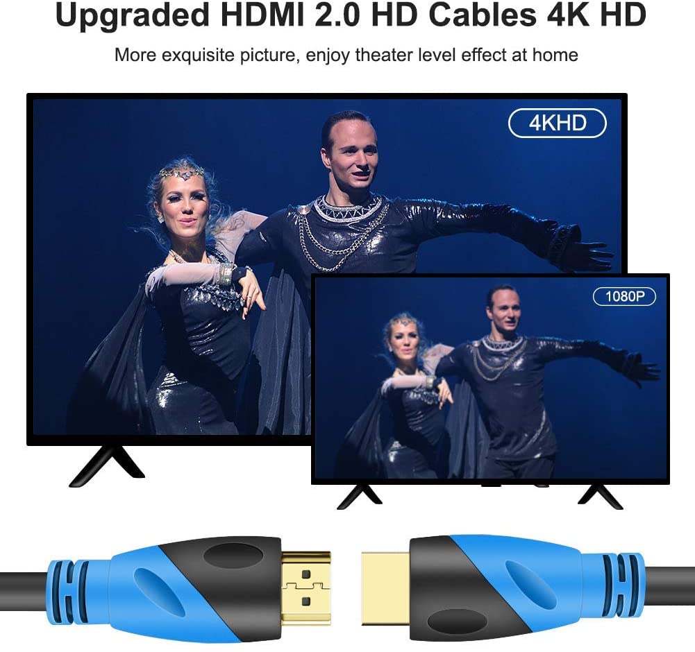 Rommisie 4K HDMI 100 FT Cable (HDMI 2.0,18Gbps) Ultra High Speed Gold Plated Connectors,Ethernet HDMI Cord, 4K@60HZ 2K 1080P 3D ARC Compatible with UHD TV Monitor Laptop Xbox PS4/PS5 ect(30m)