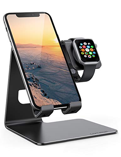 Lamicall Stand for Apple Watch Phone Holder 2 in 1 Desktop Stand Holder Charging Station Dock Compatible with Apple Watch SE Series 8/7/6/5/4/3/2 Ultra [Charging Cable Not Include]