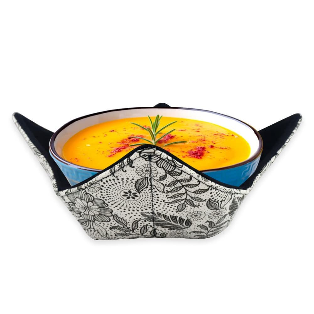 4Pcs Microwave Bowl Cozy Huggers for Food, Safe Dish Holder Heat Resistant Food Warmer Set for Hot and Cold Bowls (Color : Gray)