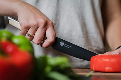 Everdure German Steel Professional Utility Knife, 6 Inch Knife with Titanium Coated Blade and Pakka Wood Handle, Perfect Kitchen Knife for Slicing Sandwiches, Cheese, Vegetables, and More