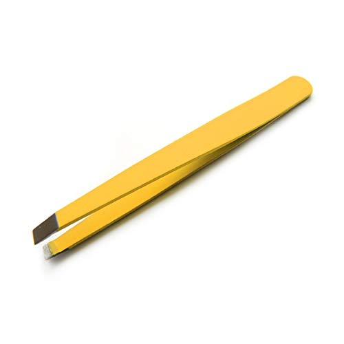 Effective Eyebrow Slanted Tweezer Covered with Colour Silicon (Yellow)