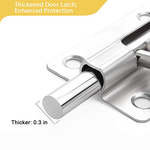 Door Security Slide Latch Lock, 2 Pack Keyless Entry Thickened Heavy Duty Steel Sliding Door Lock, Easy to Install Gate with 12 Screws