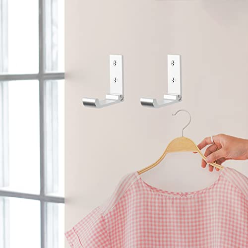 OHIYO Folding Coat Hooks 6pcs Fold Up Wall Hooks No Rust Aluminum Folding Hooks for Hanging Foldable Coat Hooks Wall Mounted Towel Hooks for Bathroom Hooks Wall Headphone Hanger (Matte Silver