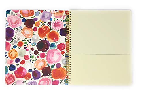 Kate Spade New York Large Spiral Notebook, 11" x 9.5" with Pocket and 160 College Ruled Pages, Quote- Flowers