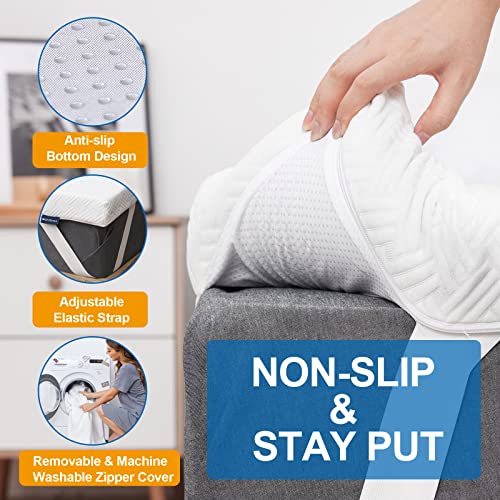 Bomdaia 3 Inch Gel Memory Foam Mattress Topper Twin XL, High Density Bamboo Charcoal Cooling Mattress Pad, Pressure Relieving Bed Topper for Back Pain, Foam Topper with Removable & Breathable Cover