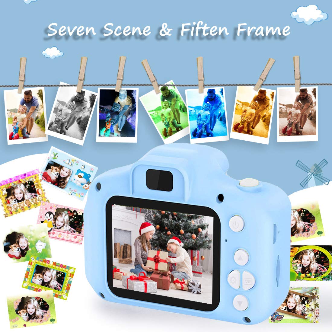 Digital Camera for Kids,hyleton 1080P FHD Kids Digital Video Camera with 2 Inch IPS Screen and 32GB SD Card for 3-10 Years Boys Girls Gift (Light Blue)