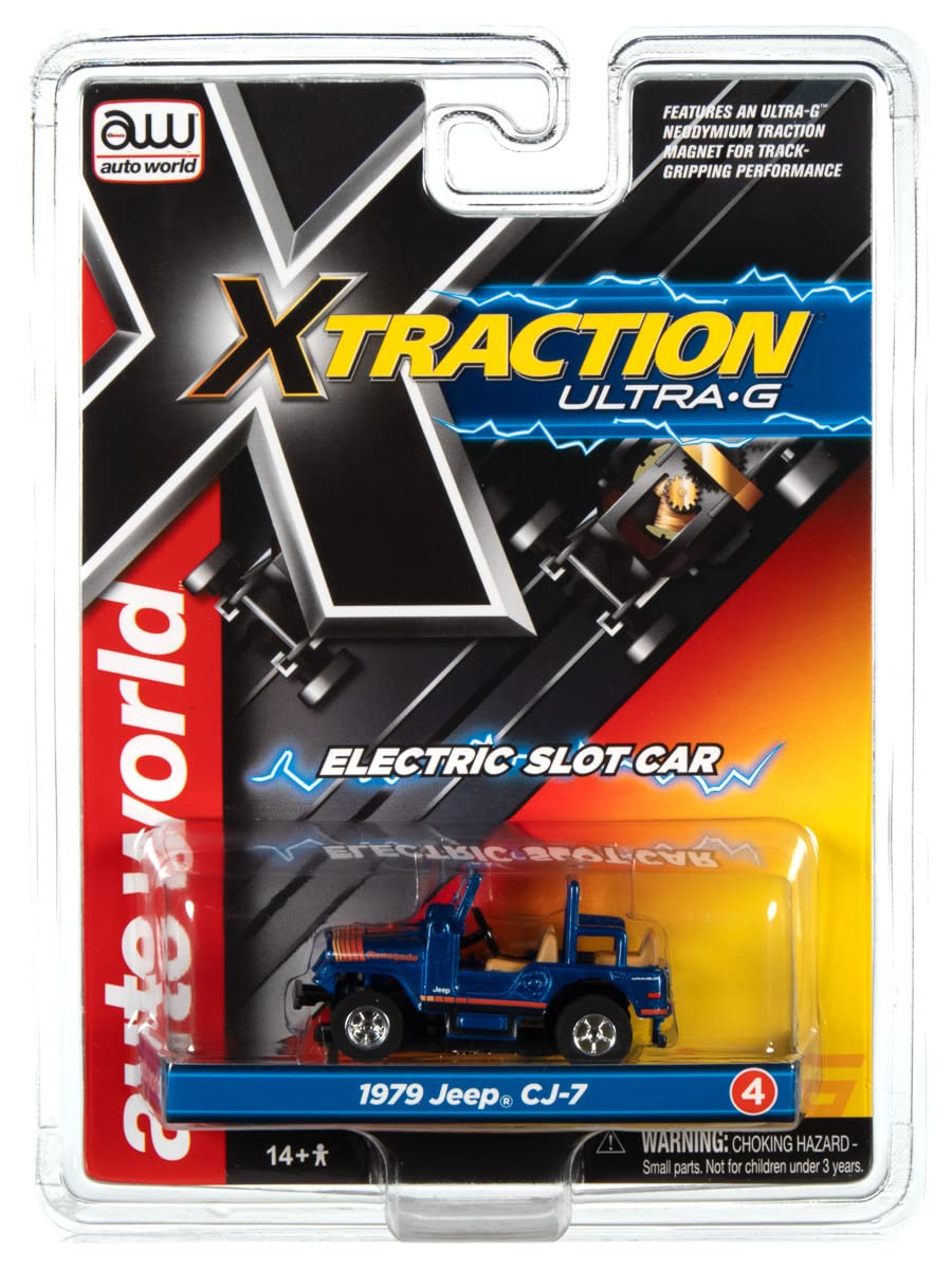 Auto World Xtraction R34 1979 Jeep CJ-5 Blue HO Scale Slot Car
