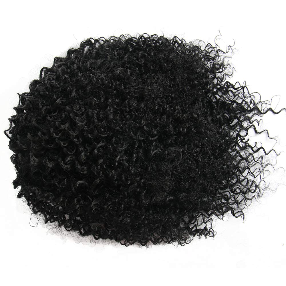 Short Afro Kinky Curly Ponytail Hair Piece for African American Ponytail Extension Synthetic Afro Kinky Curly Ponytail for Women (Black(1B#))
