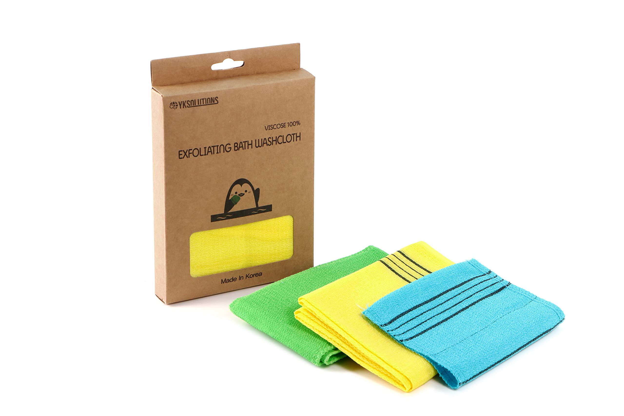 3 Pack Korean Exfoliating Washcloth - Back Scrubber, Italy Towel Large, Shower Towel