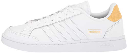 adidas Women's Grand Court SE Tennis Shoe, White/White/Orange tint, 8.5