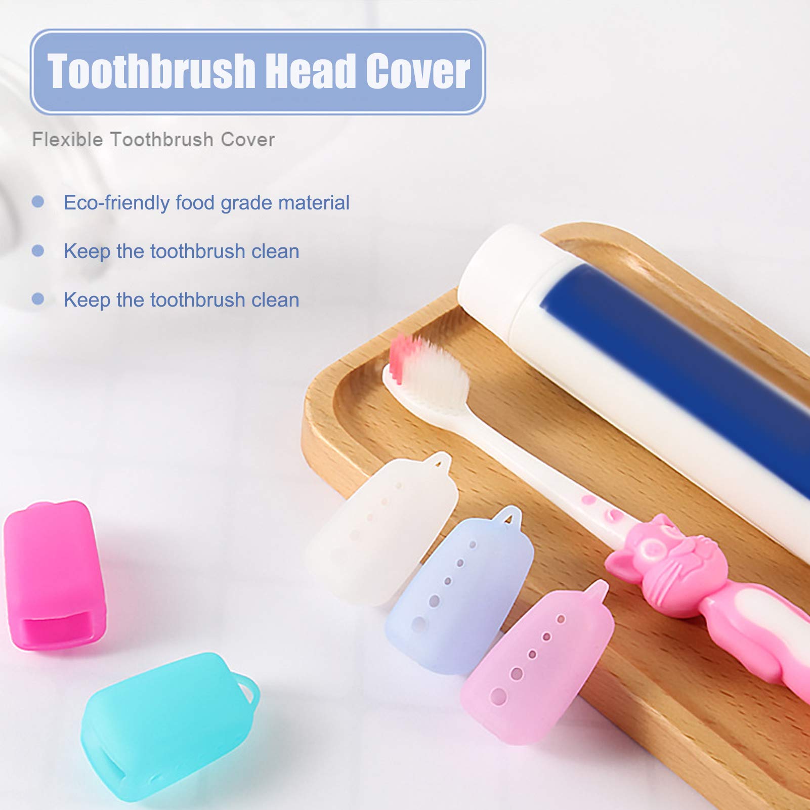 Toothbrush Head Cover, Toothbrush Protective Case, Toothbrush Head Cap, for Home Travel Camping Lightweight Safe Protecting Toothbrush Head(Transparent white)