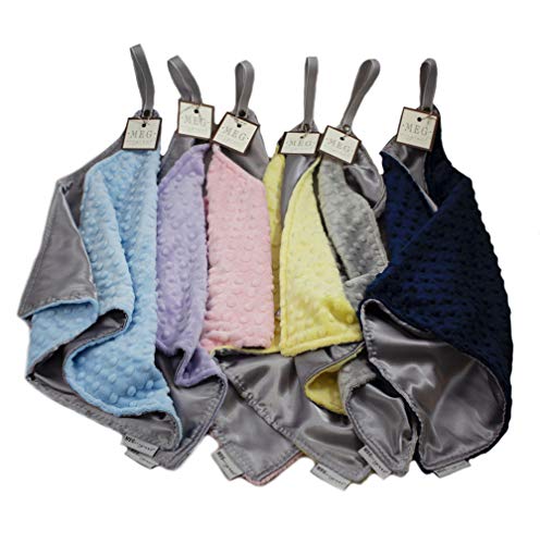 MEG ORIGINAL Satin and Minky Dot Baby Security Blanket Lovey with Loop (Silver/Pink)