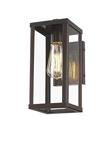 Odeums Outdoor Wall Lantern, Exterior Wall Mount Lights, Outdoor Wall Sconces, Wall Lighting Fixture in Oil Rubbed Finish with Clear Glass (Oil Rubbed Bronze-Wall Light, 2 Pack)
